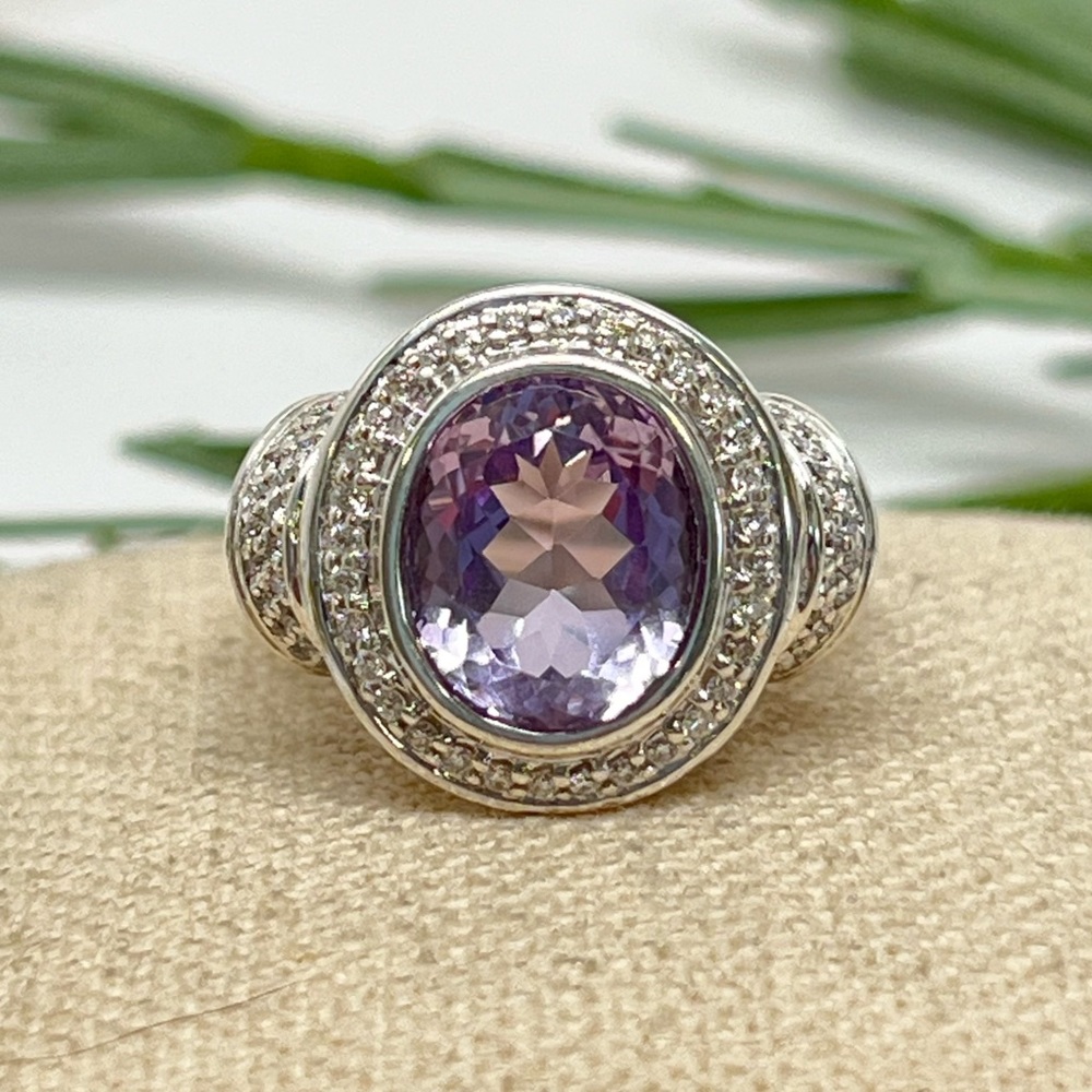 John Hardy Batu Mata Large Amethyst Diamond Ring .925 - Gem